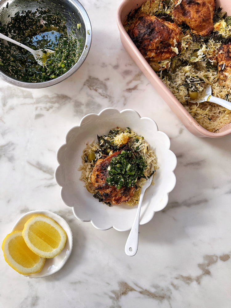 One tray, Greek-style chicken and rice – Elizabeth Hewson